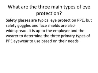 Safety Glasses & Protective Eyewear – All About Eyes Protection | PPTX