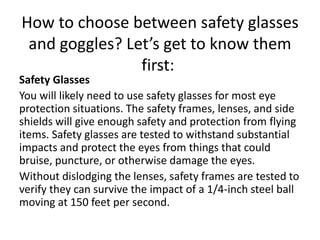 Safety Glasses & Protective Eyewear – All About Eyes Protection | PPTX
