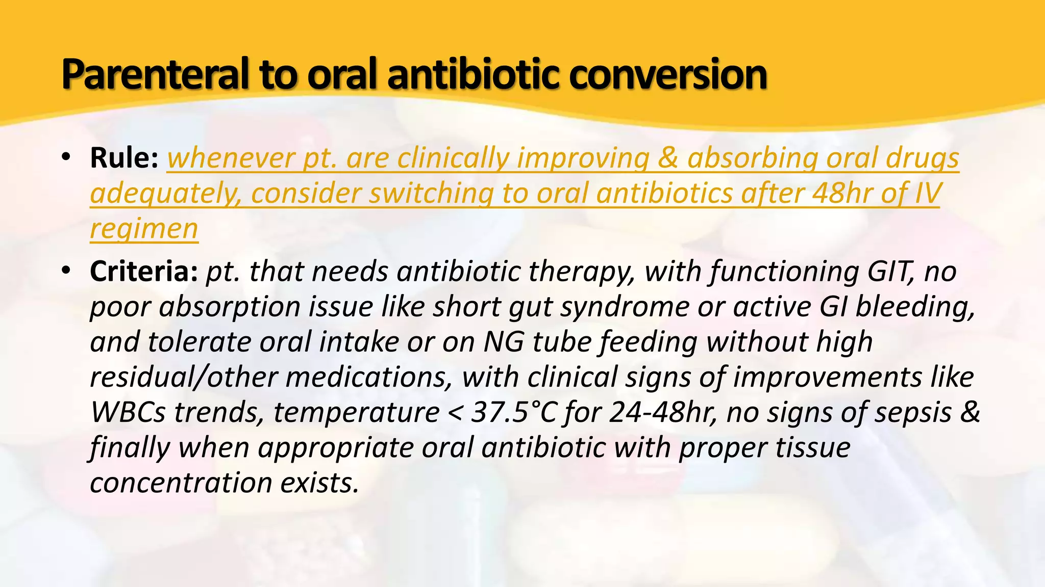 Antibiotics' protocols & pharmaceutical dosage forms conversions.pptx