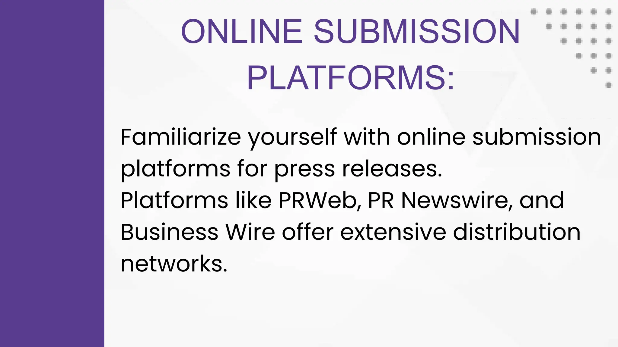 press release submissions | PPTX