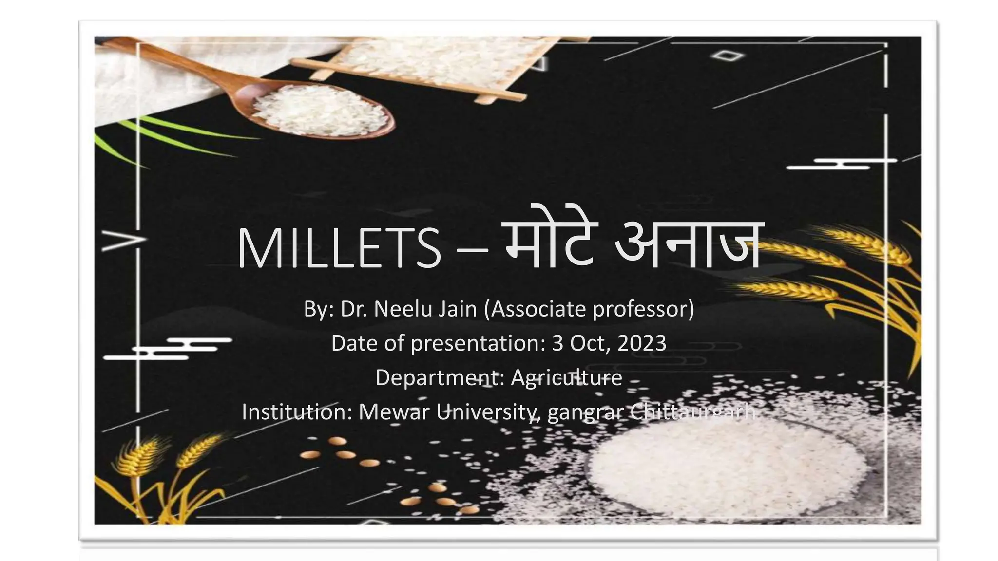 Science project file class 11 on millets in agriculture | PPT