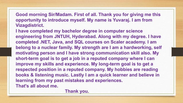 Self-Introduction for freshers in 2024.. | PPTX