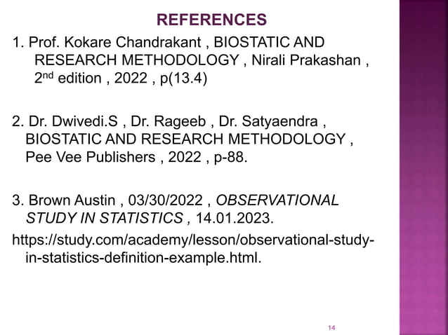 Observational studies.Biostatic and research methodology | PPTX
