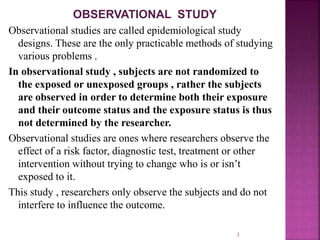 Observational studies.Biostatic and research methodology | PPTX