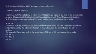 Find the probability of the aub and convert into percentage | PPTX