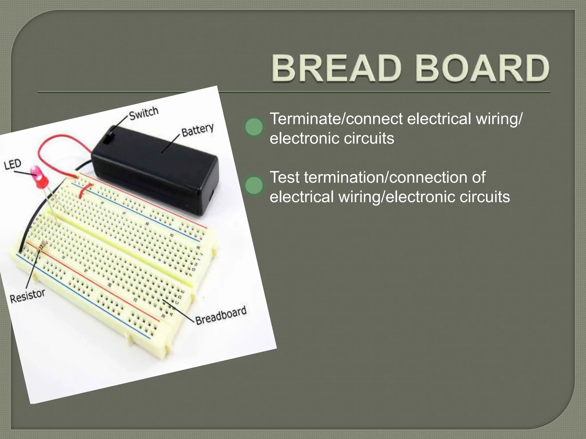 basic electronic circuitry using a breadboard | PPT
