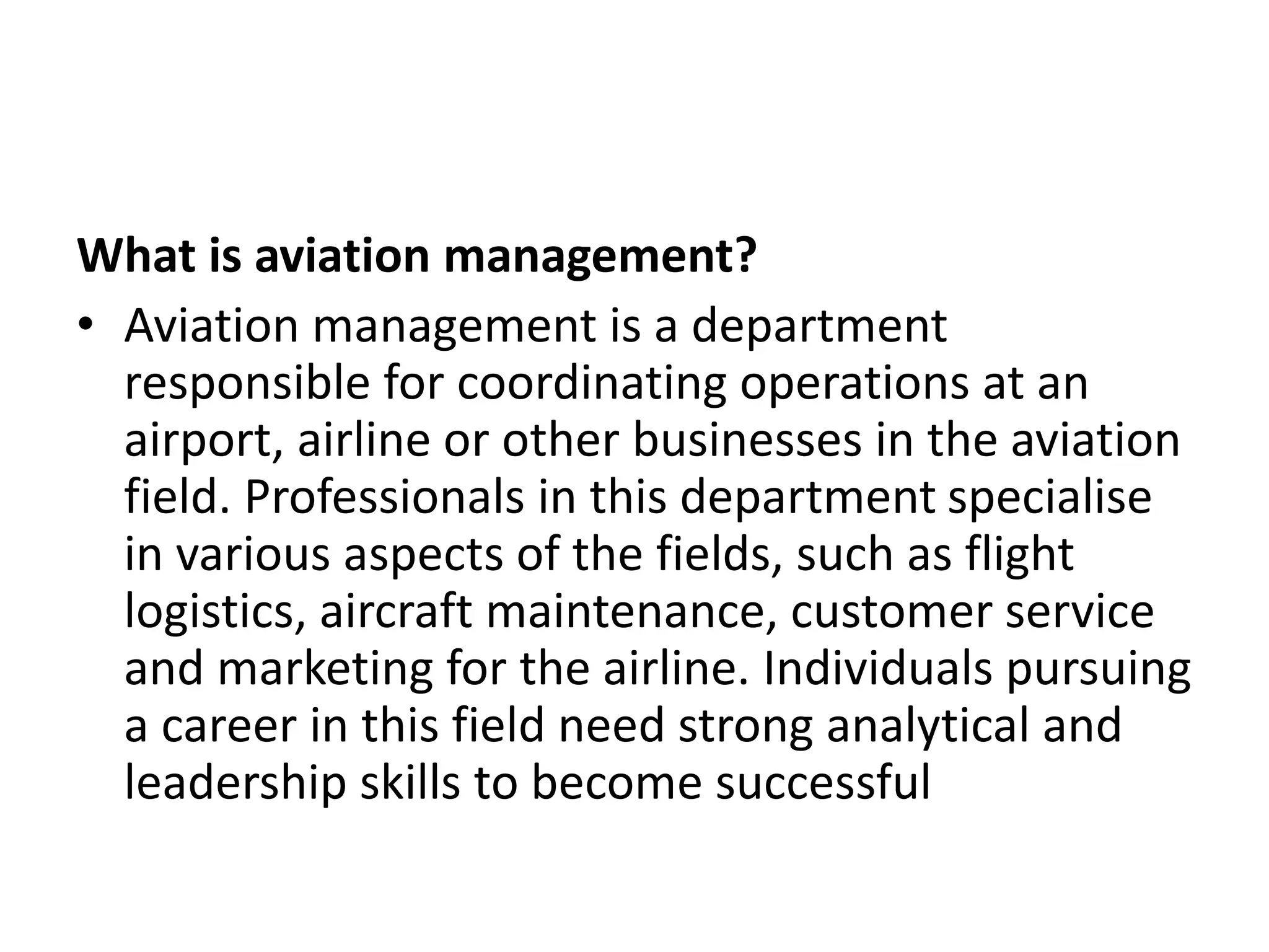aviation management presentation for students | PPTX