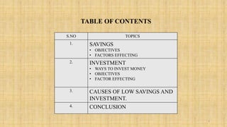 Presentation on savings and investments. | PPTX
