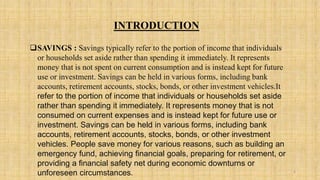 Presentation on savings and investments. | PPTX
