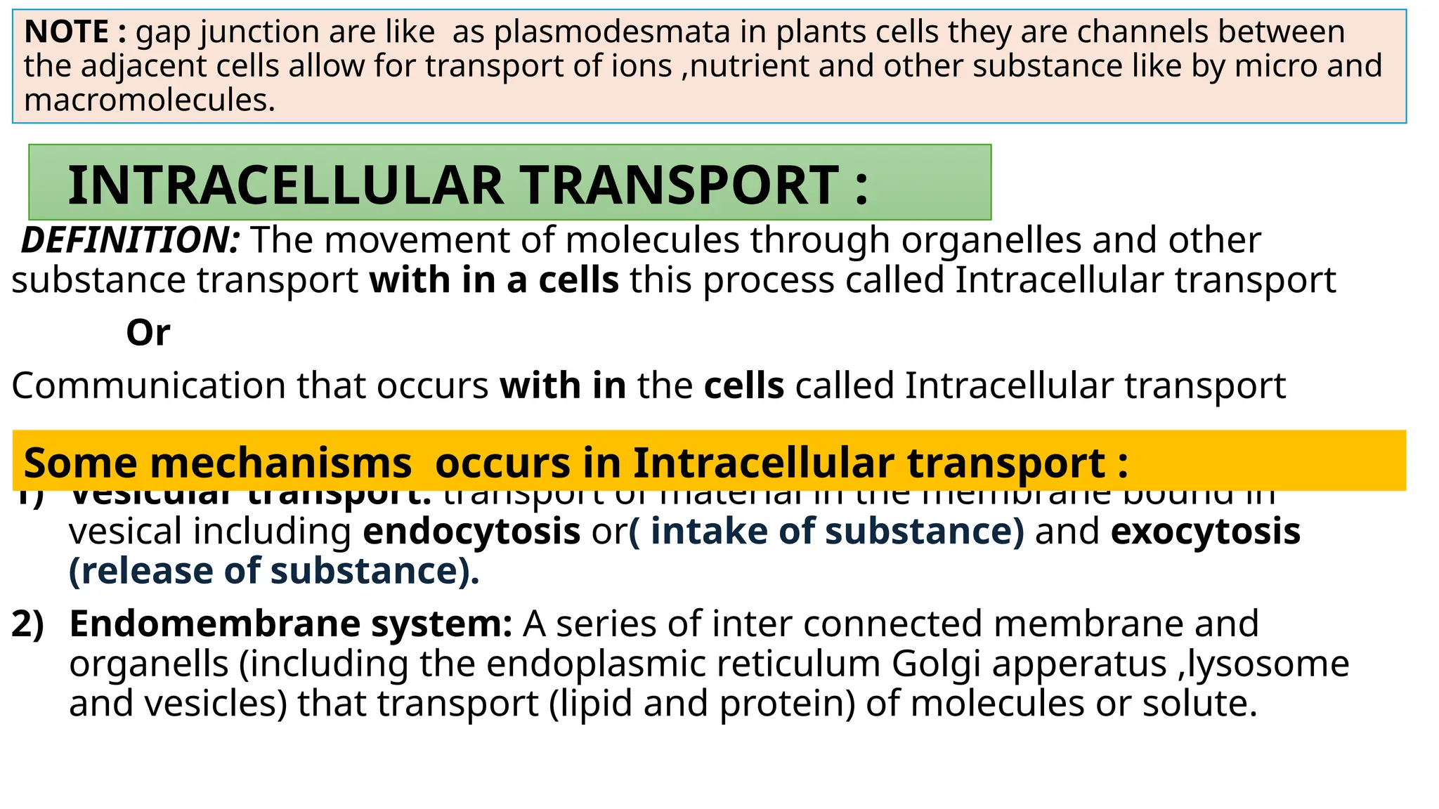 PPT: Molecular basis of intercellular and intracellular transport of ...