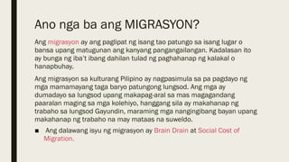 ISYU NG MIGRASYON (AP-10 DIAMOND GROUP 3) | PPTX