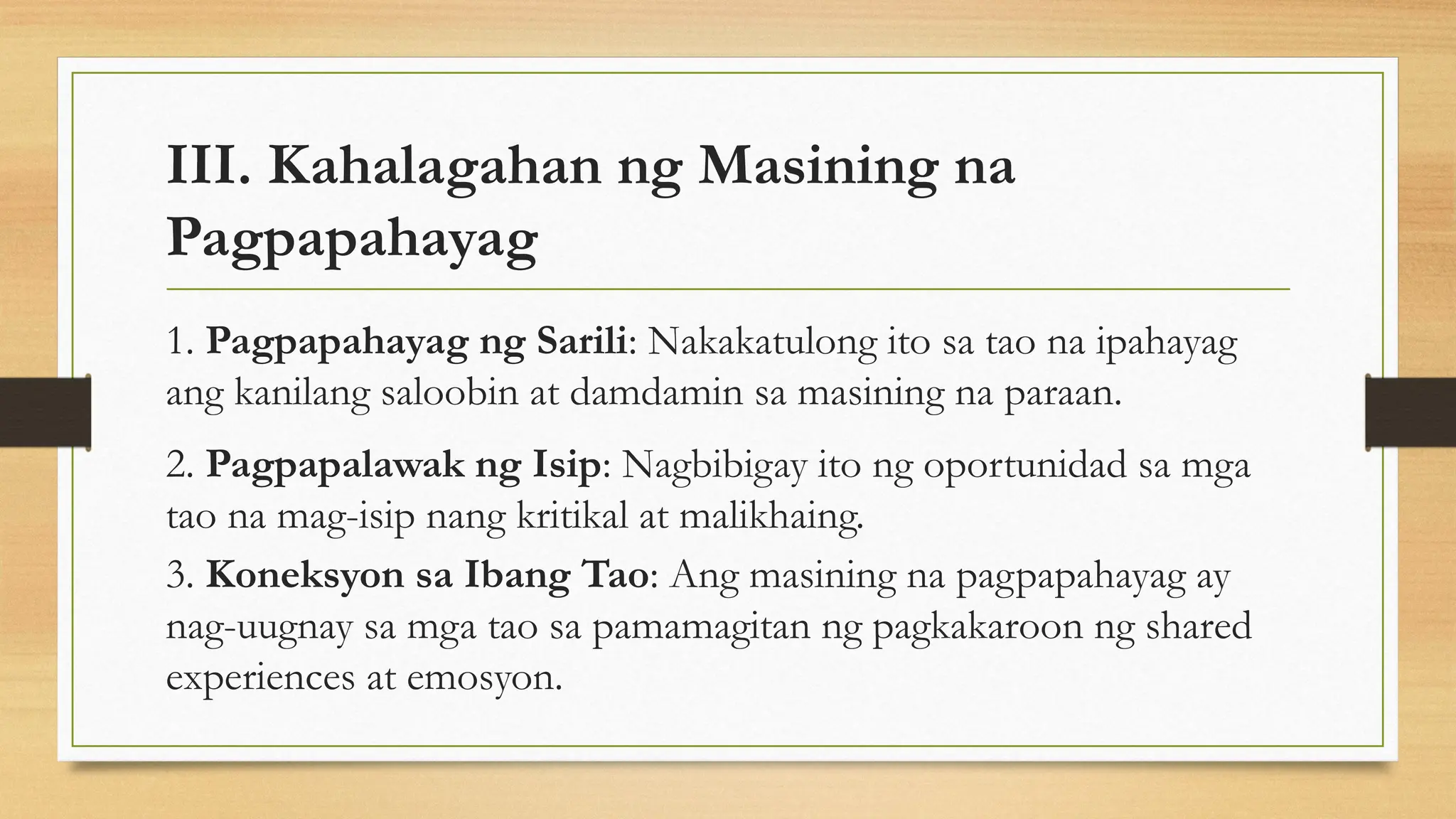 Presentation (2).pptx. Layunin nitong maipahayag ang mga karanasan at pananaw ng tao sa masining ...