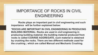 Presentation2.pptx Rocks in civil engineering | PPTX