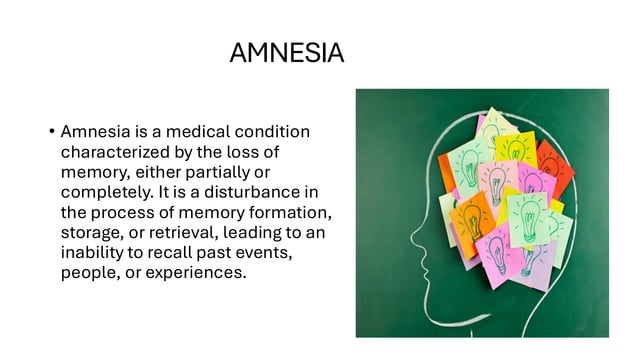 Presentation on the topic amnesia , types | PDF