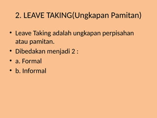 greating and leave taking kelas 9 smp ppt.x | PPT