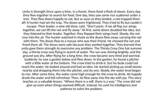 Unity is Strength Once upon a time, in a forest, there lived a flock of ...