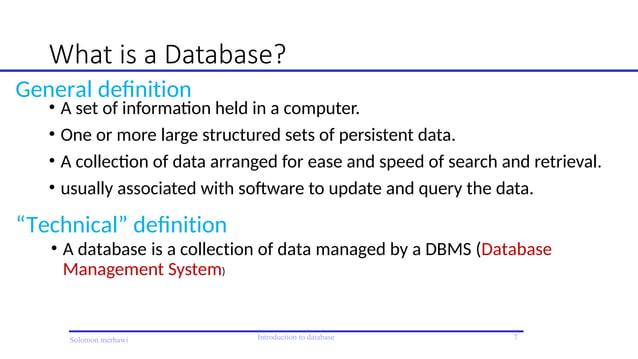 Presentation2 and introduction to database | PPT
