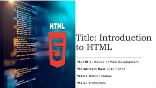 A Basic Html Hypertext Markup Language Powerpoint Presentation Ppt
