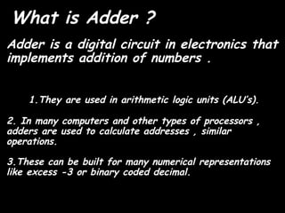 Half adder and full adder BEEE presentation in PPT format | PPTX