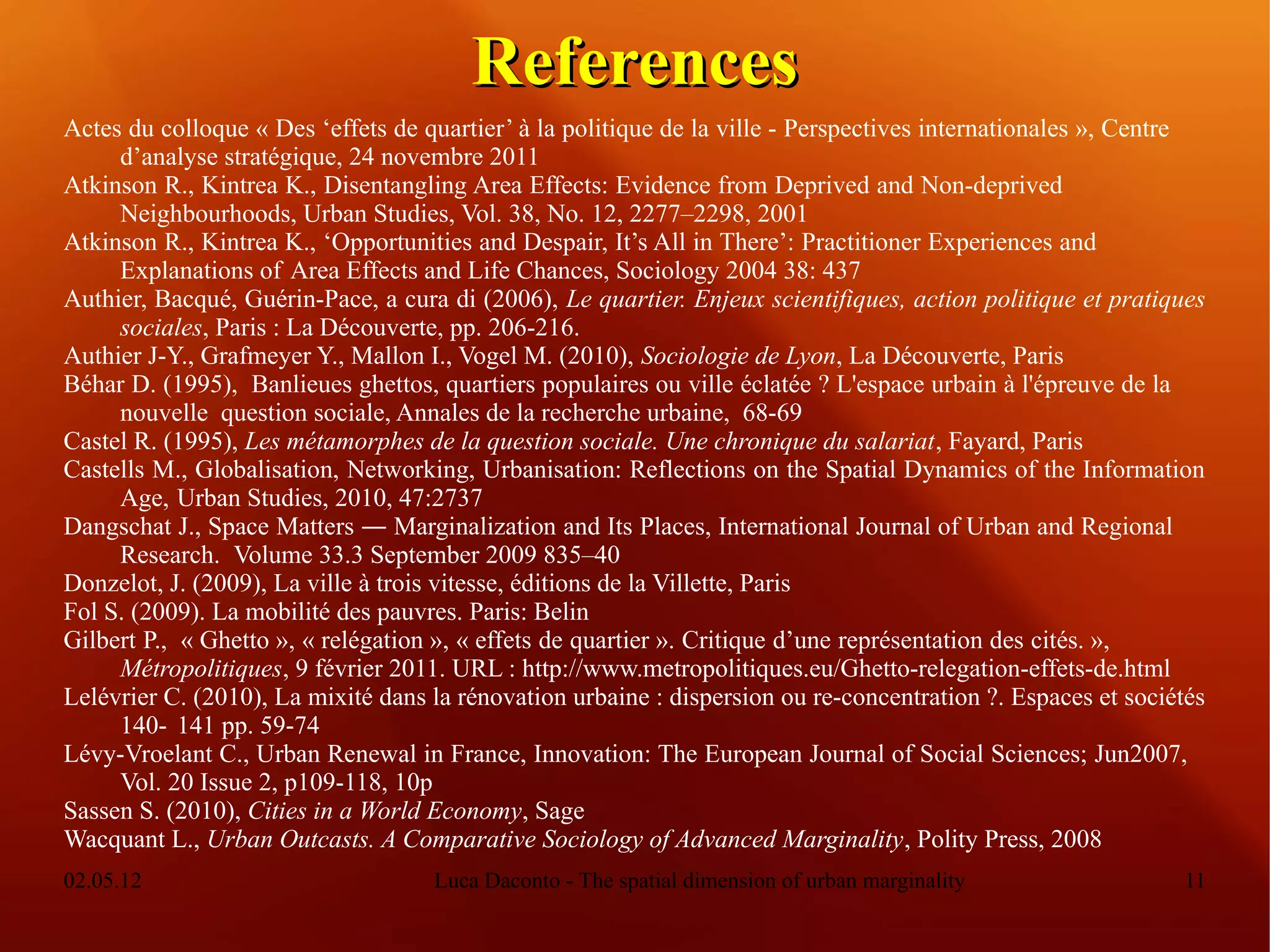 The spatial dimension of urban marginality | PPT