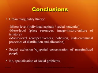 The spatial dimension of urban marginality | PDF | Politics