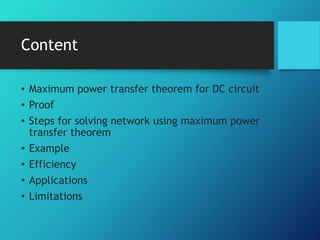 Presentation of Electrical Engineering ( Maximum Power Transfer Theorem ) | PPT