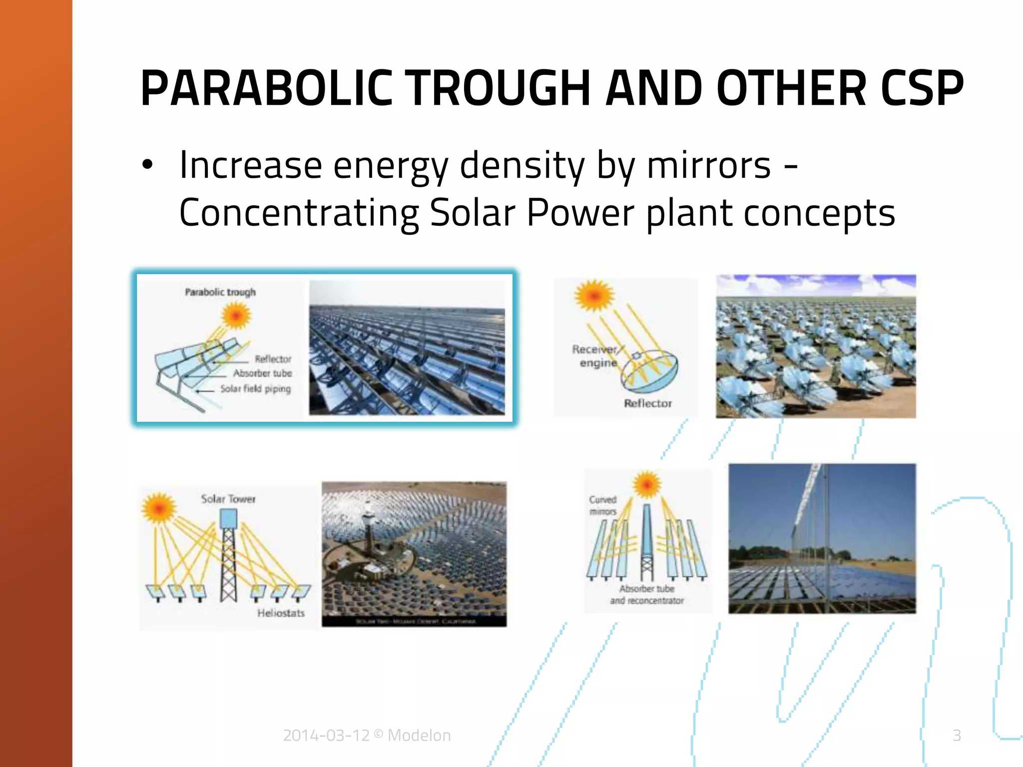 Dynamic modelling of a parabolic trough solar power plant | PPTX