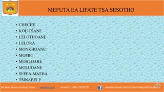 Mefuta ea lifate tsa Sesotho | PPTX