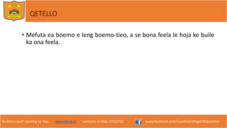 Seboleli sa boemo | PPTX