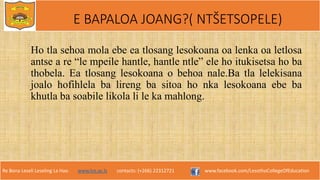 PAPALI EA LESOKOANA | PPTX