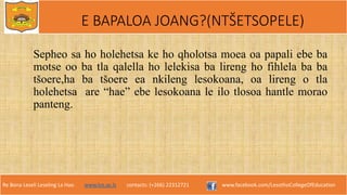 PAPALI EA LESOKOANA | PPTX