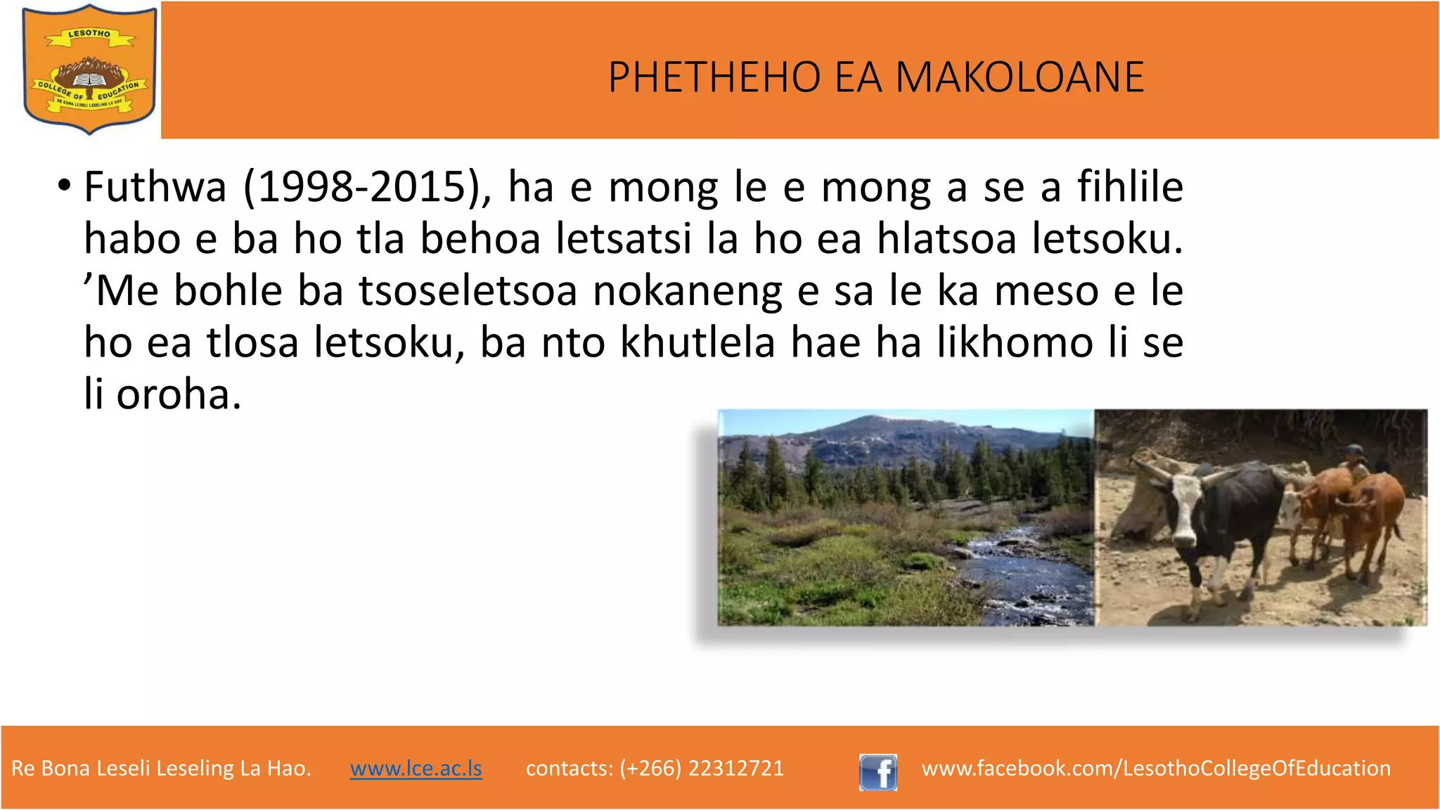 LEBOLLO LA SESOTHO LA BASHEMANE | PPTX