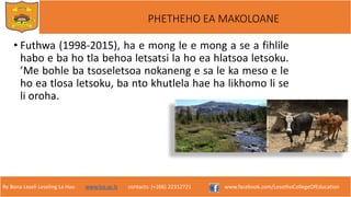 LEBOLLO LA SESOTHO LA BASHEMANE | PPTX