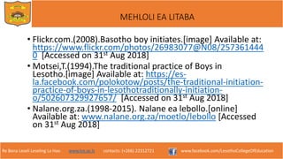 LEBOLLO LA SESOTHO LA BASHEMANE | PPTX