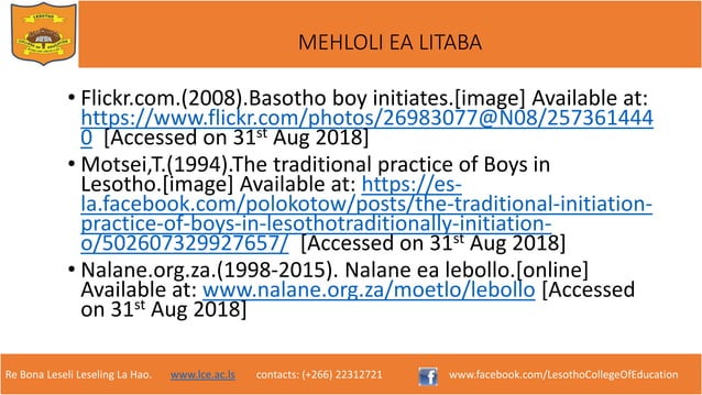 LEBOLLO LA SESOTHO LA BASHEMANE | PPTX