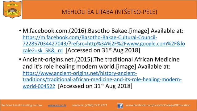 LEBOLLO LA SESOTHO LA BASHEMANE | PPTX