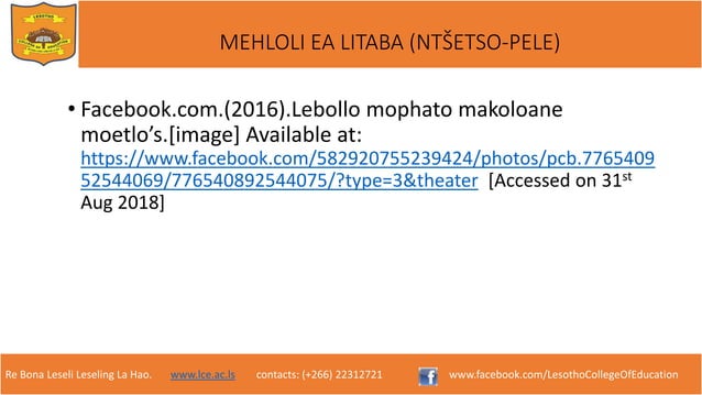 LEBOLLO LA SESOTHO LA BASHEMANE | PPTX