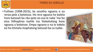 LEBOLLO LA SESOTHO LA BASHEMANE | PPTX