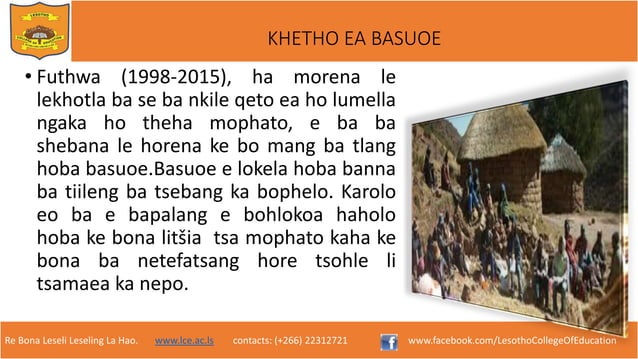 LEBOLLO LA SESOTHO LA BASHEMANE | PPT