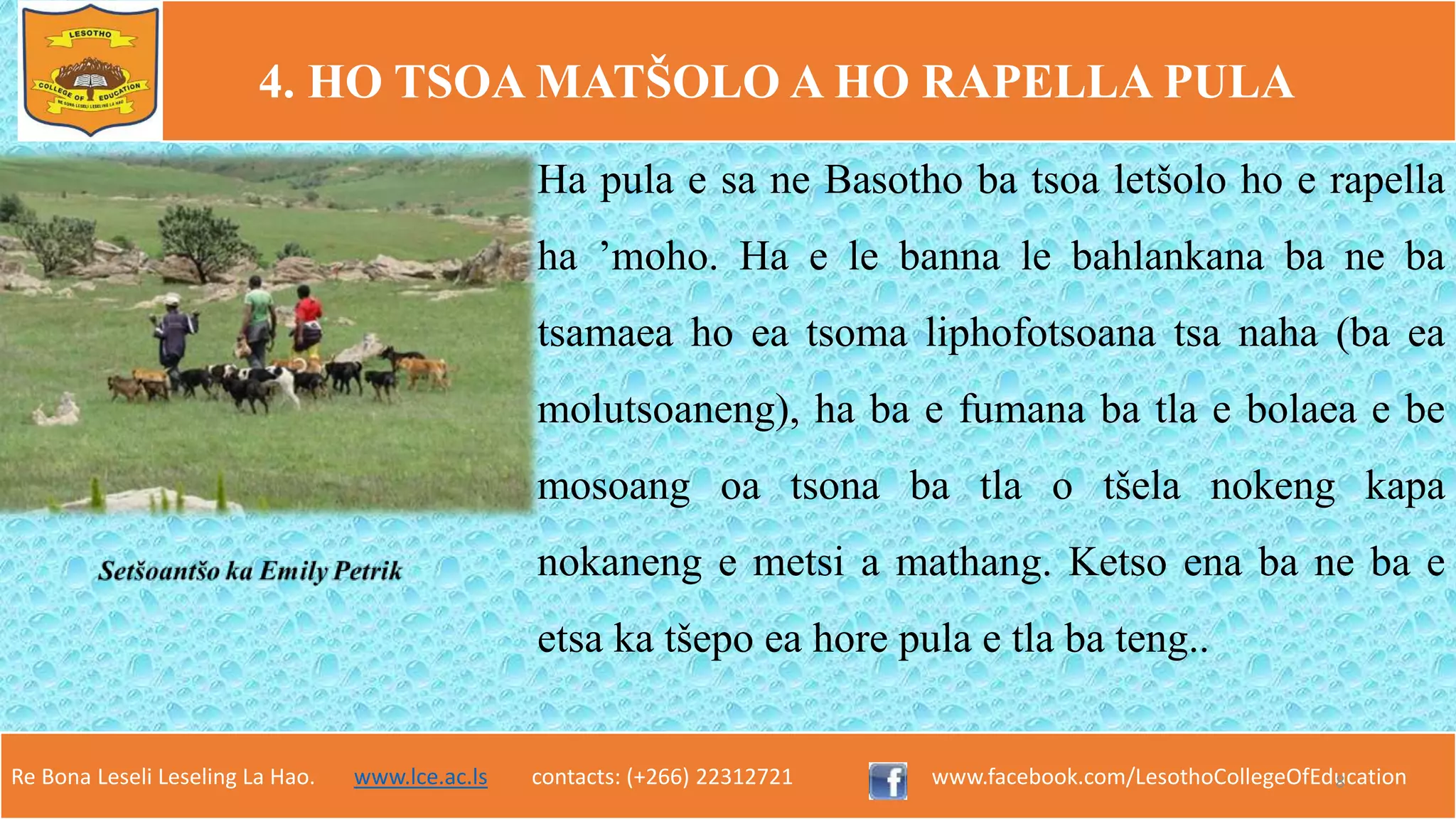 Ts'ebelisano 'moho ea Basotho | PPTX