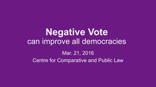 Negative Vote can improve all democracies | PPT