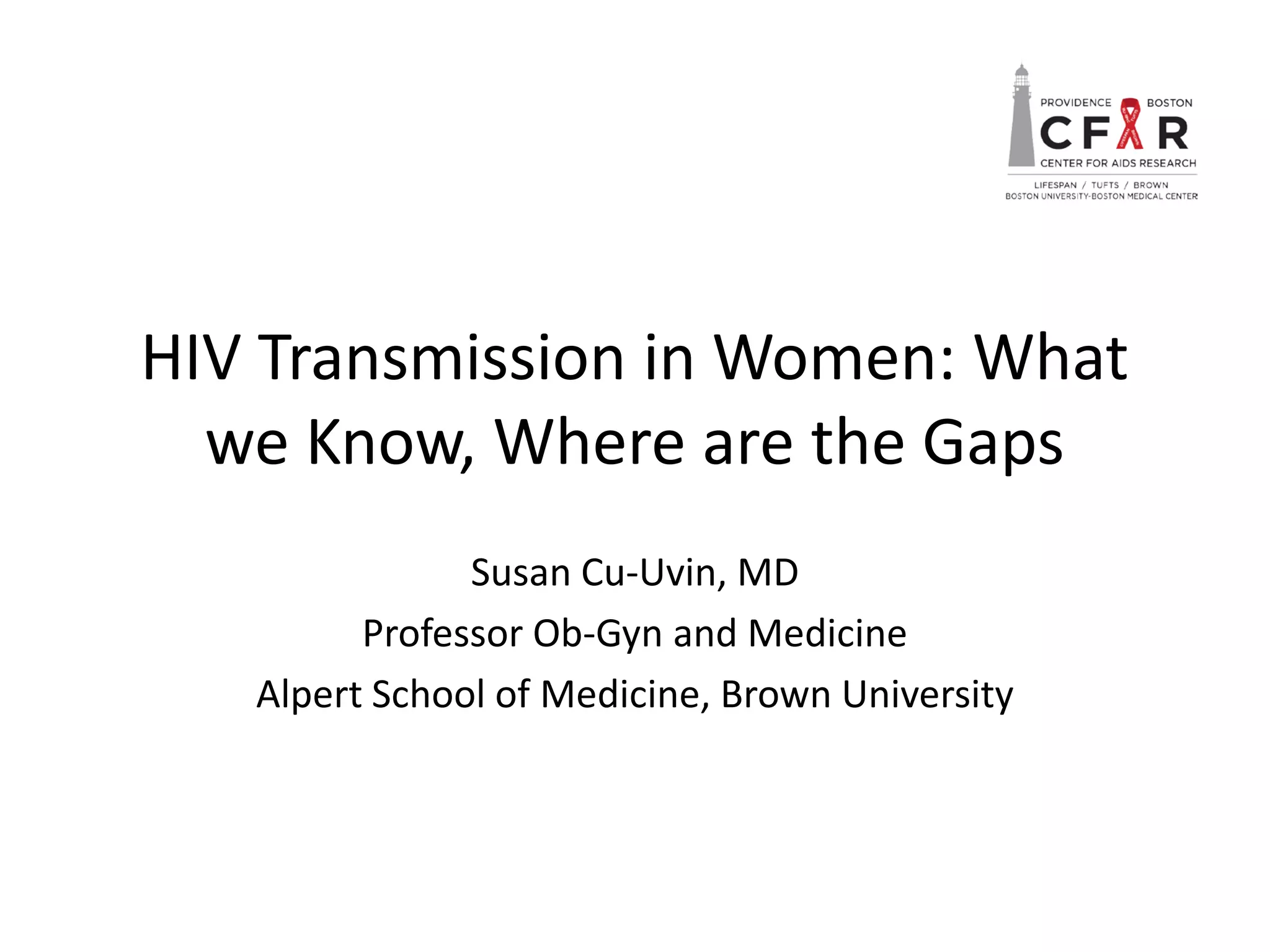 HIV Transmission in Women: What we Know, Where are the Gaps | PDF