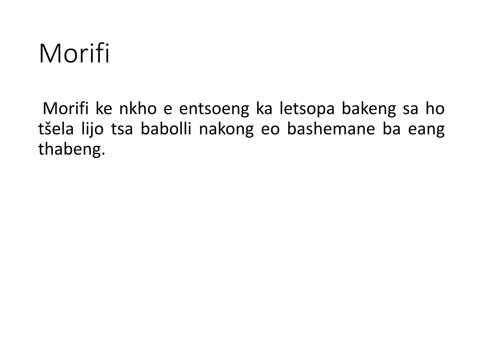 LISEBELISOA TSA SESOTHO TSE ENTSOENG KA LETSOPA LE TSA MOETLO | PPTX