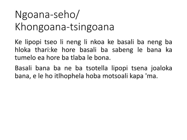 LISEBELISOA TSA SESOTHO TSE ENTSOENG KA LETSOPA LE TSA MOETLO | PPTX ...