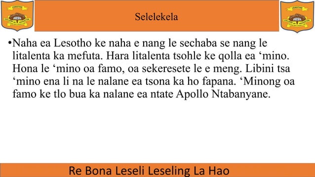 NALANE EA APOLLO NTABANYANE | PPTX