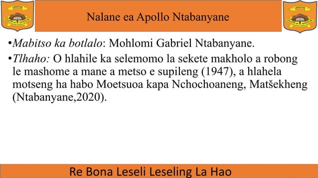 NALANE EA APOLLO NTABANYANE | PPTX