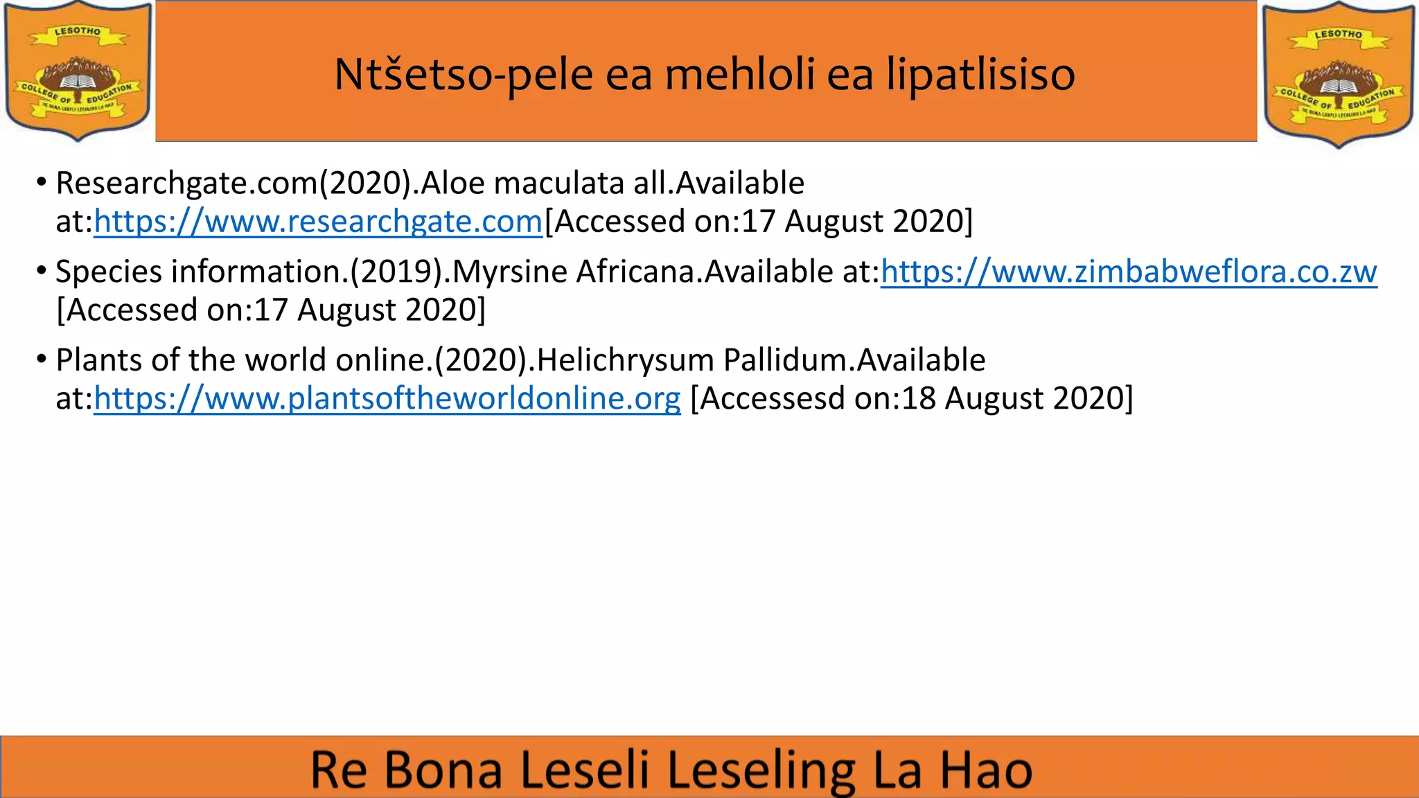 MERIANA EA SESOTHO | PPTX