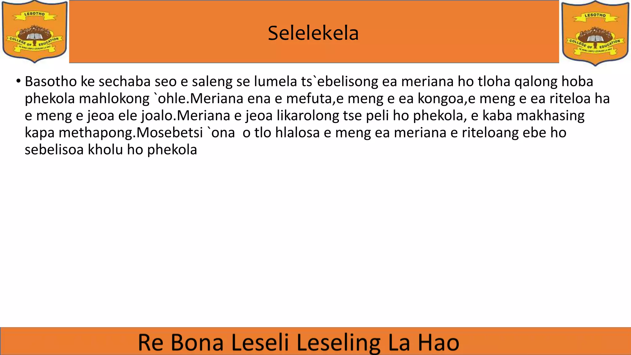 MERIANA EA SESOTHO | PPTX