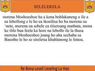 Lebollo le ile la thusa morena moshoeshoe joang ho aha sechaba sa ...