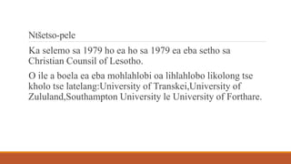 NALANE EA PAKALITHA BETHUEL MOSISILI | PPTX